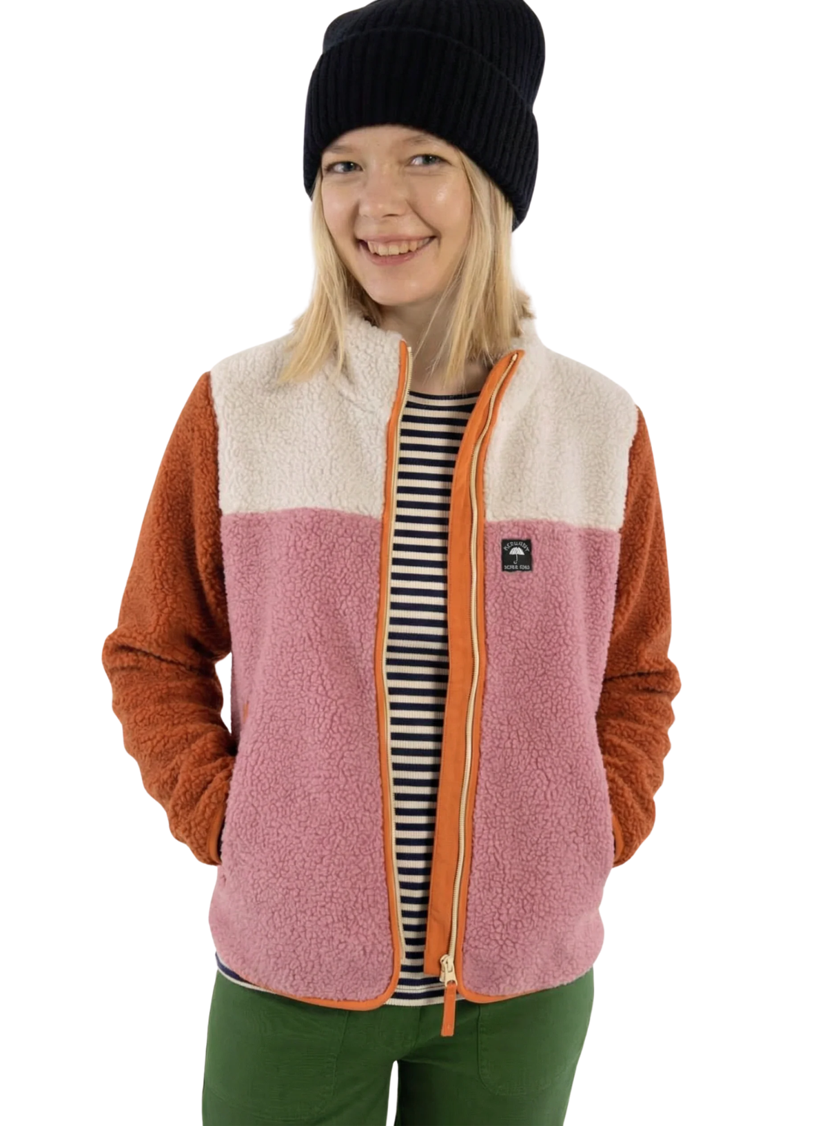 Danefae Danebirk Fleece Zip-Up Rust/Lt Beige/Old Rose