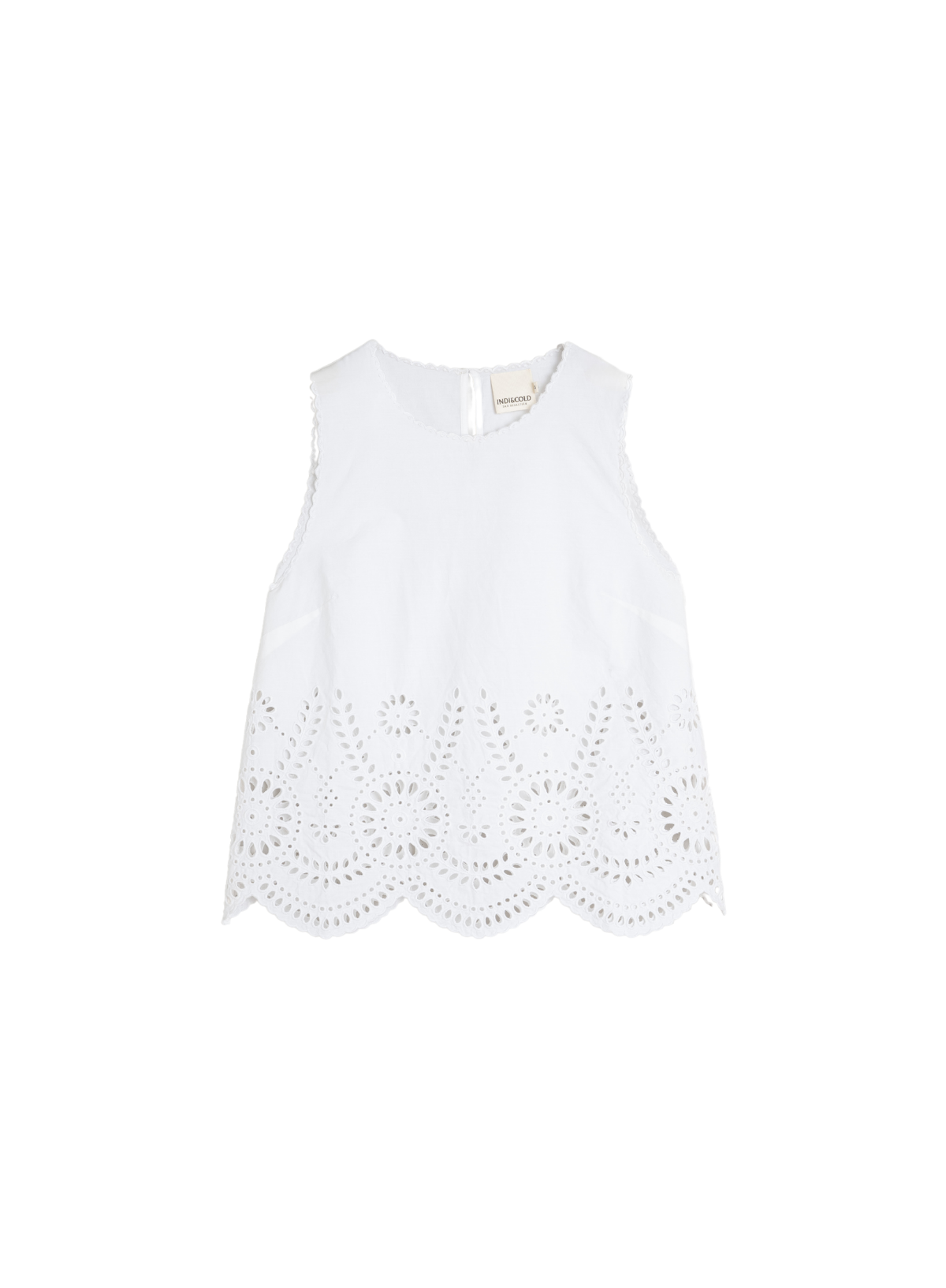 Indi & Cold Cut Out Pattern Top in White